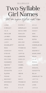 165+ *Gorgeous* Two Syllable Girl Names 2025